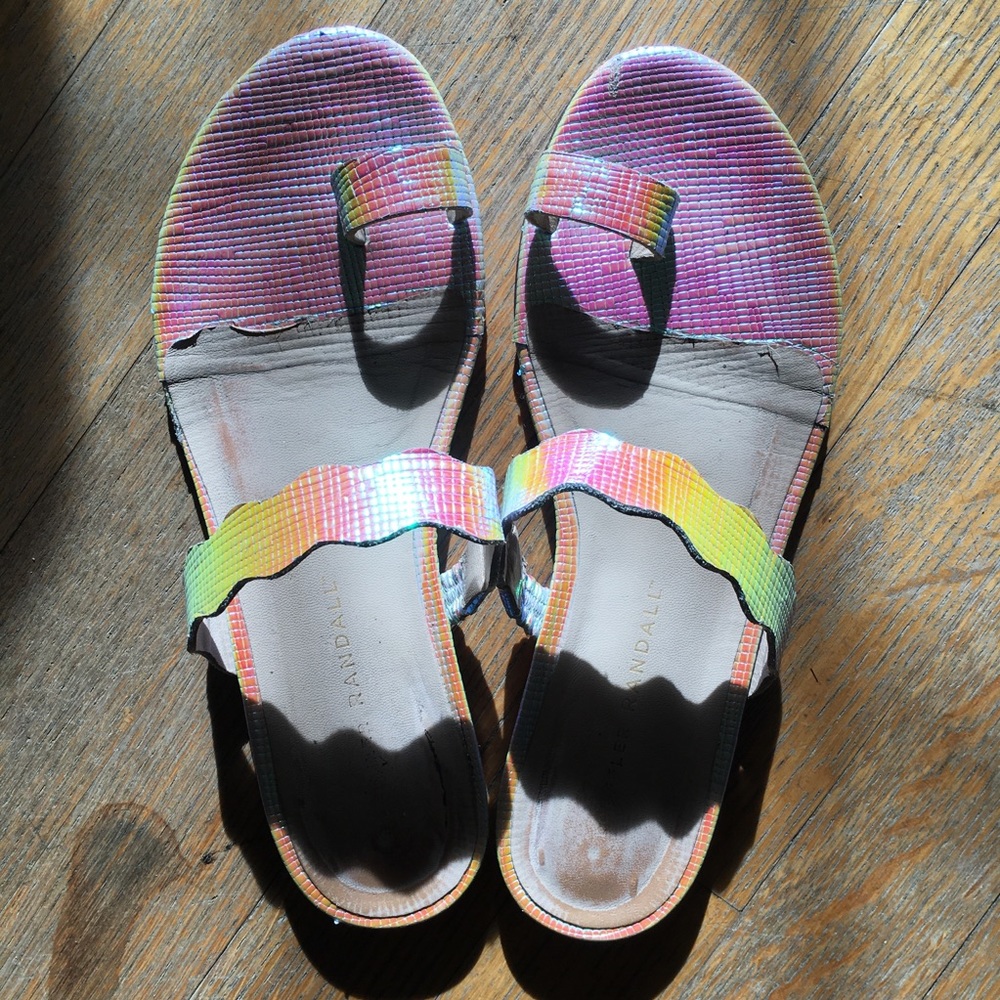 Loeffler Randall Iridescent Rainbow Slide Sandals - Gem